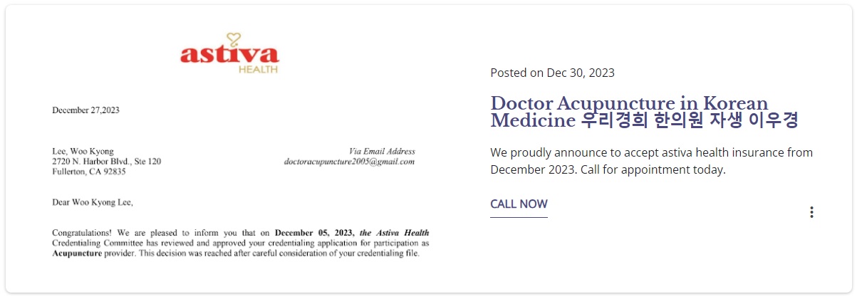 We proudly announce to accept astiva health insurance from December ...